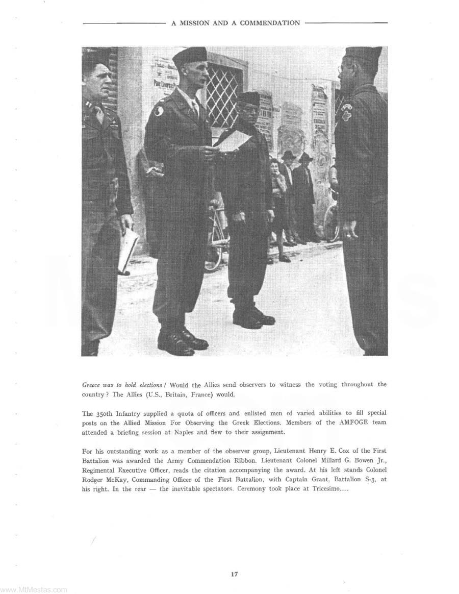 350th Infantry In Occupation With the 88th Blue Devils in Italy