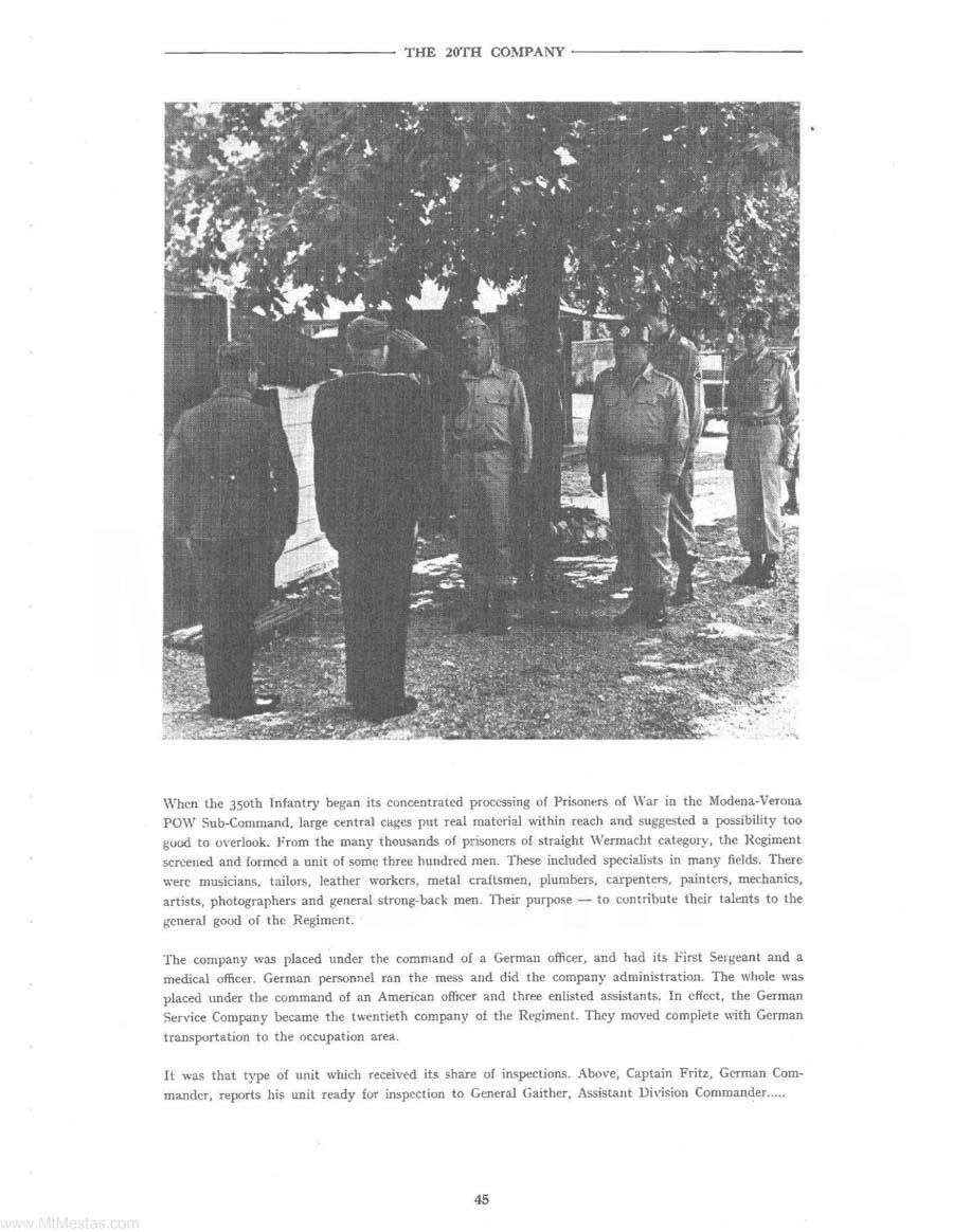 350th Infantry In Occupation With the 88th Blue Devils in Italy